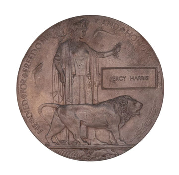 WW1 Memorial Plaque Percy Harris Original